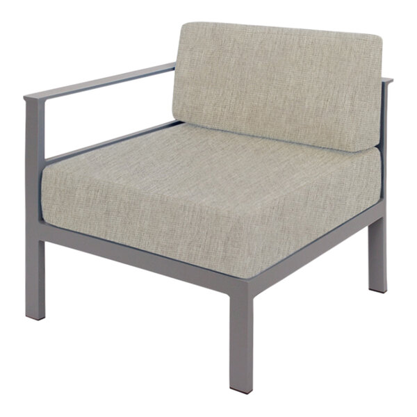 BFM Seating Belmar Gray Outdoor Right Arm Sofa Section with Sunbrella ...