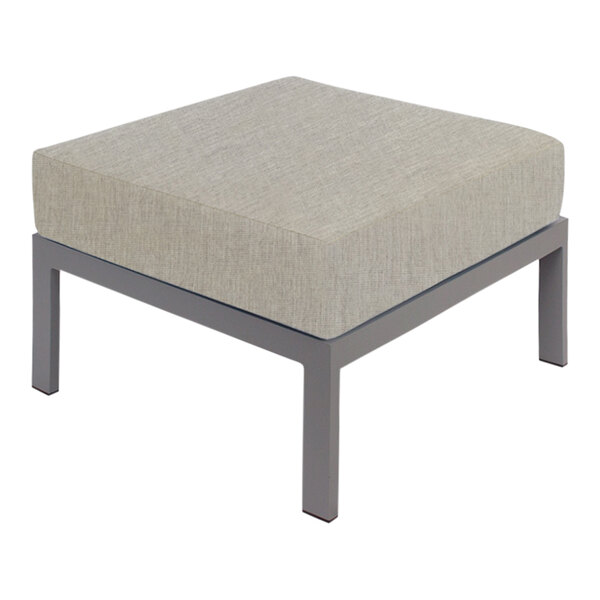 BFM Seating Belmar Gray Outdoor Ottoman with Sunbrella Granite Gray Cushion