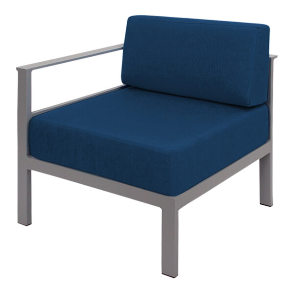 BFM Seating Belmar Gray Outdoor Right Arm Sofa Section with Sunbrella ...