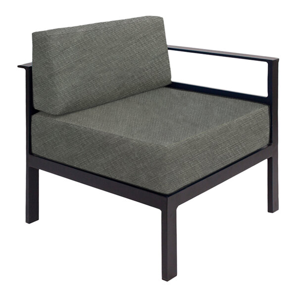 BFM Seating Belmar Black Outdoor Left Arm Sofa Section with Sunbrella ...