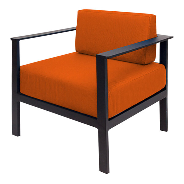 BFM Seating Belmar Black Outdoor Armchair with Sunbrella Tamale Cushions