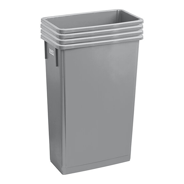 Lavex 23 Gallon Gray Slim Rectangular Trash Can - 4/Case