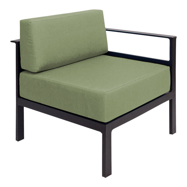 BFM Seating Belmar Black Outdoor Left Arm Sofa Section with Sunbrella ...