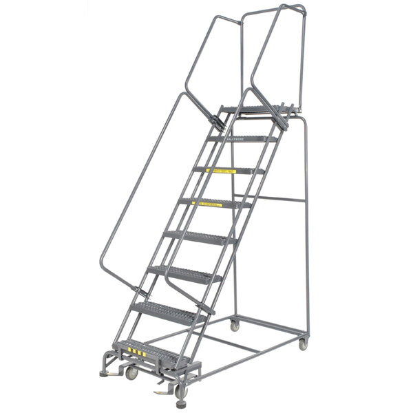 Ballymore M-2000 Series 10-Step Gray Steel Rolling Safety Ladder with ...