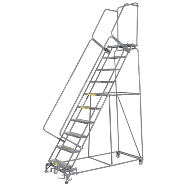 Ballymore M-2000 Series 10-Step Gray Steel Rolling Safety Ladder with ...