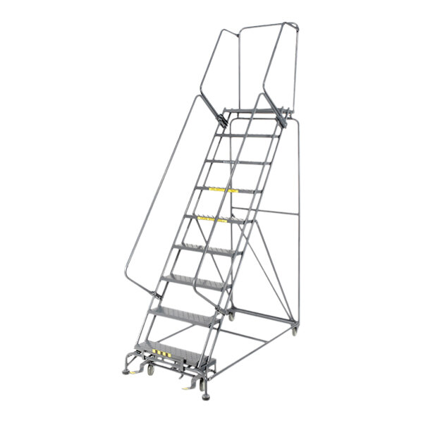 Ballymore M-2000 Series 9-Step Gray Steel Rolling Safety Ladder with ...