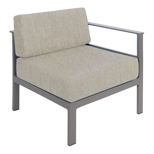 BFM Seating Belmar Gray Outdoor Left Arm Sofa Section with Sunbrella ...
