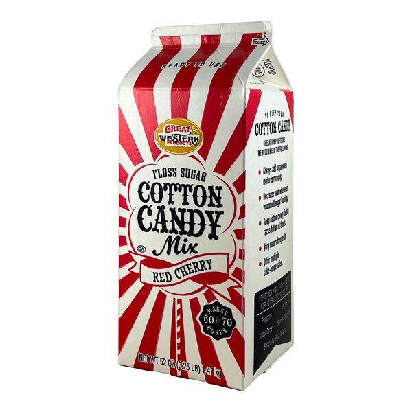 Great Western 1/2 Gallon Carton Red Cherry Cotton Candy Floss Sugar