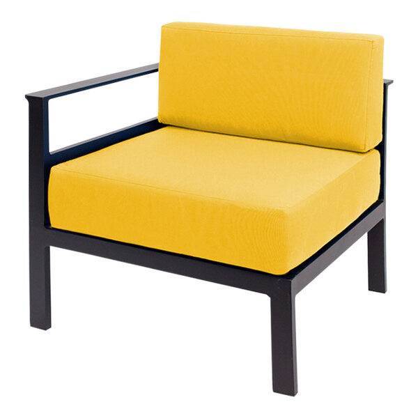 BFM Seating Belmar Black Outdoor Right Arm Sofa Section with Sunbrella ...