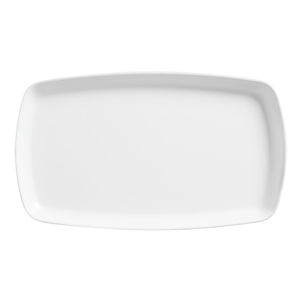 American Metalcraft Ani 12" x 7" White Rectangle Melamine Coupe Platter