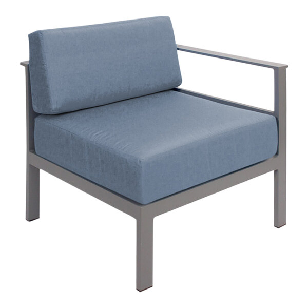 BFM Seating Belmar Gray Outdoor Left Arm Sofa Section with Sunbrella ...