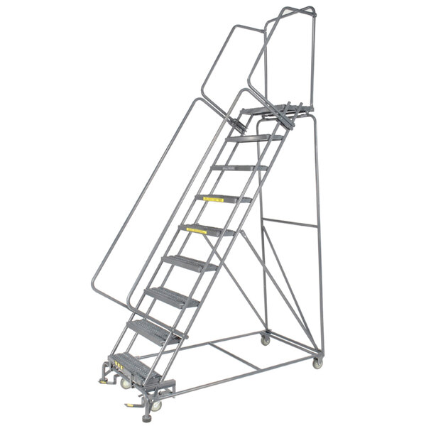 Ballymore M-2000 Series 9-Step Gray Steel Rolling Safety Ladder with ...