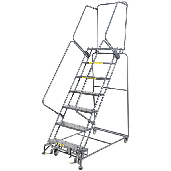 Ballymore M-2000 Series 8-Step Gray Steel Rolling Safety Ladder with ...