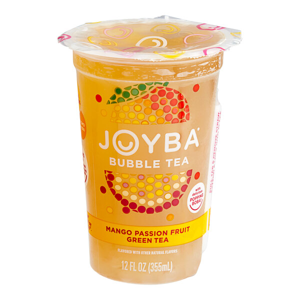 Joyba Ready-to-Drink Mango Passion Fruit Green Bubble Tea 12 oz. - 6/Case