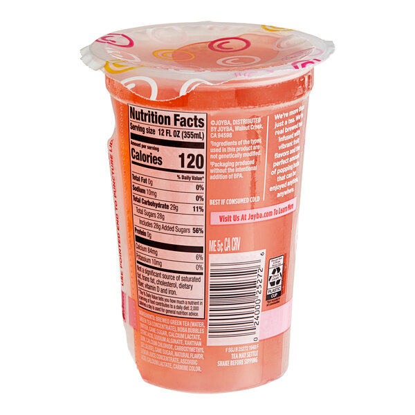 Joyba Ready-to-Drink Strawberry Lemonade Green Bubble Tea 12 oz. - 6/Case