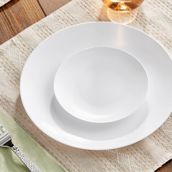 Visions 6" White Round Plastic Coupe Plate - 15/Sample
