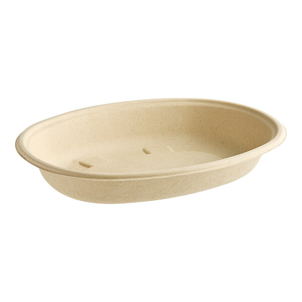 Tellus Products 32 oz. No PFAS Added Natural Bagasse Oval Bowl - 50/Pack