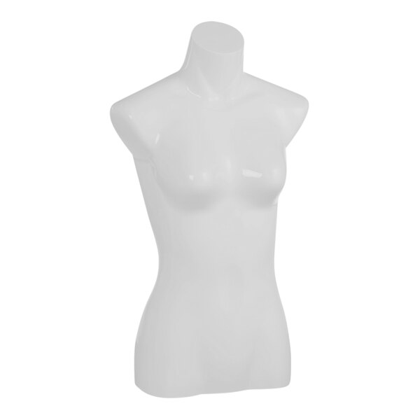 Glossy White Plastic Countertop Female Half Body Torso Mannequin