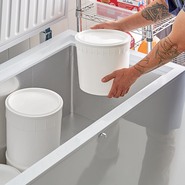 Ropak 2.5 Gallon White HDPE Ice Cream Tub - 44/Case