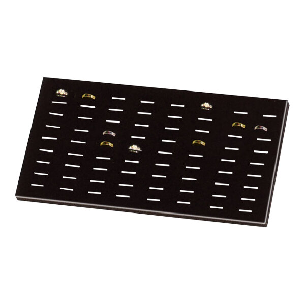 14" x 7 3/4" x 1/2" 72-Slot Black Velvet Ring Display Tray Insert for ...