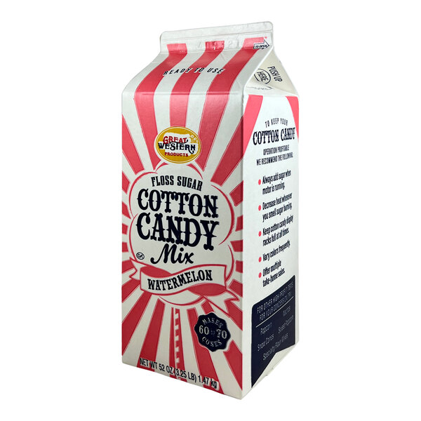 Great Western 1/2 Gallon Carton Watermelon Cotton Candy Floss Sugar - 6 ...