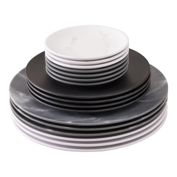 American Metalcraft Mix & Matte 9" Matte Black Round Melamine Coupe Plate