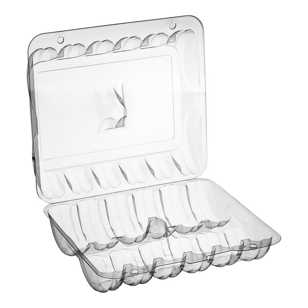 Polar Pak Clear Plastic 12-Compartment Large Donut Hinged Container ...