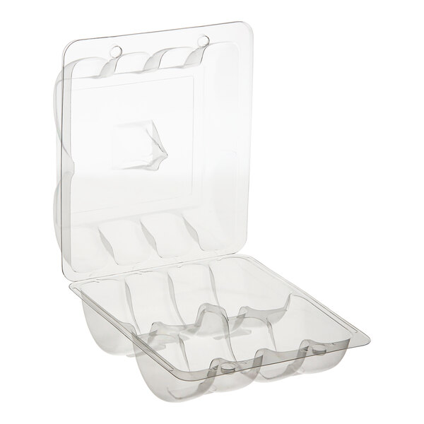 Polar Pak Clear Plastic 8-Compartment Donut Hinged Container - 220/Case