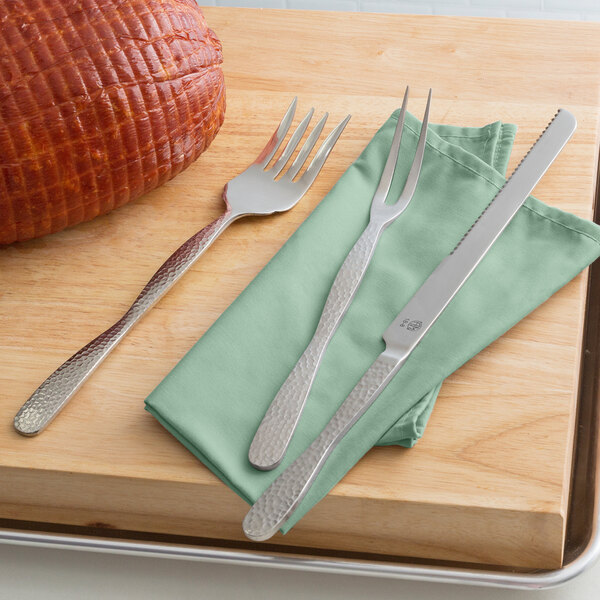 American Metalcraft HM11FK 11" Hammered Stainless Steel Two-Tined Fork