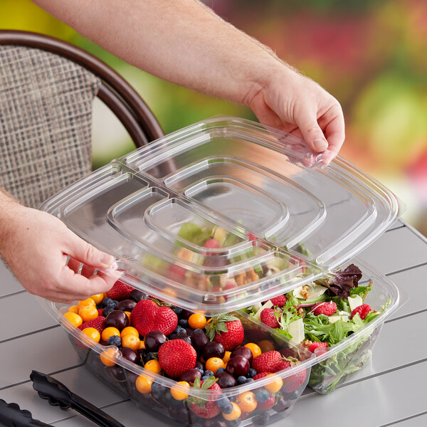 Sabert Catering Pop-Top 14 3/8" Square Clear PET Hinged Lid for 160 oz ...