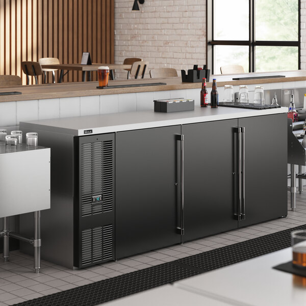 Perlick BBS84-BS-L-STK 84" Black Solid Door Back Bar Refrigerator