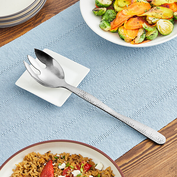 American Metalcraft HM12NOT 12" Hammered Stainless Steel Notched Spoon