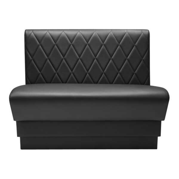 QA Group Olympic 60" Long Black Diamond Tufted Single Back Booth - 42" High