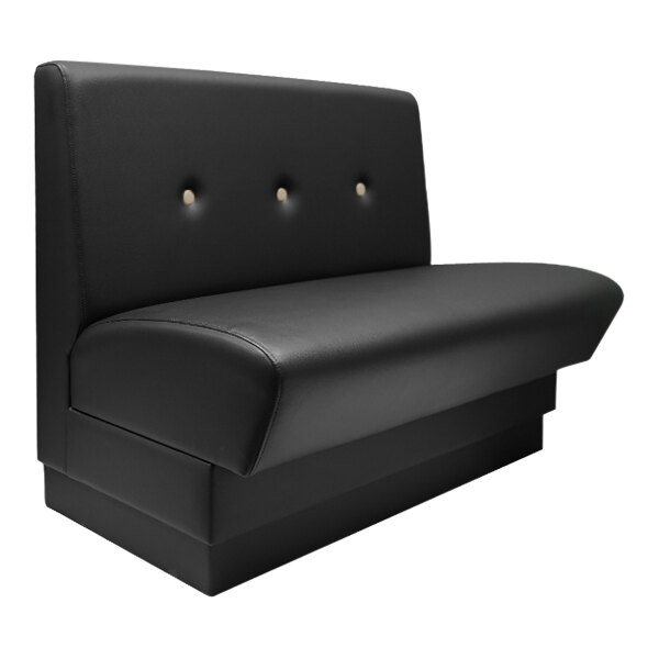 QA Group Olympic 60" Long Black / Beige Button Tufted Single Back Booth ...