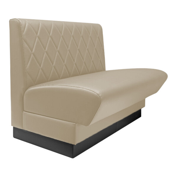 QA Group Olympic 60" Long Beige Diamond Tufted Single Back Booth - 42" High