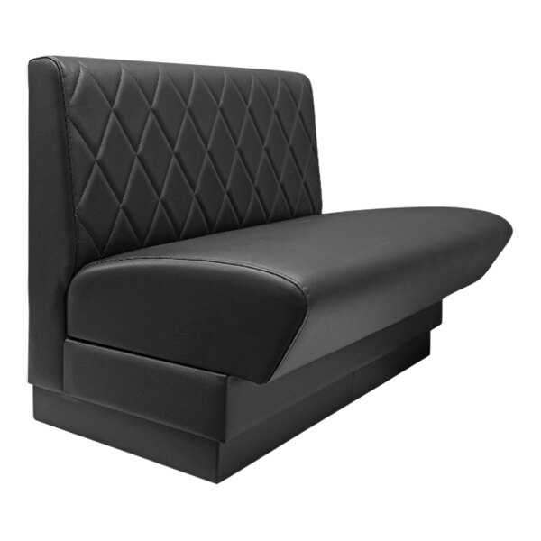 QA Group Olympic 48" Long Black Diamond Tufted Single Back Booth - 42" High