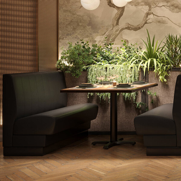 QA Group Olympic 48" Long Black Single Channel Back Booth - 42" High