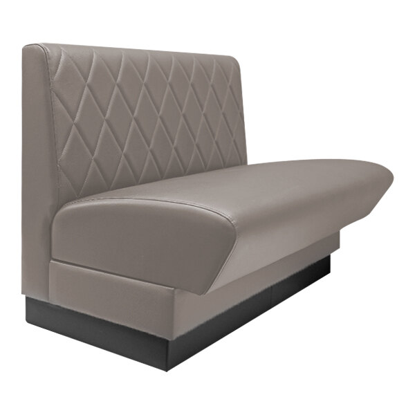 QA Group Olympic 60" Long Beige Diamond Tufted Single Back Booth - 36" High
