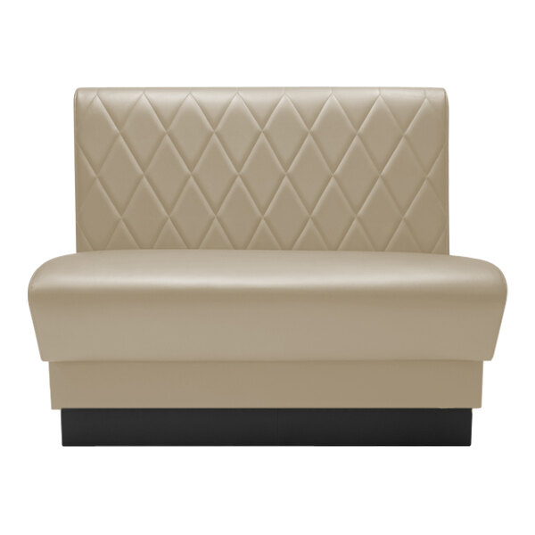 QA Group Olympic 60" Long Beige Diamond Tufted Single Back Booth - 36" High