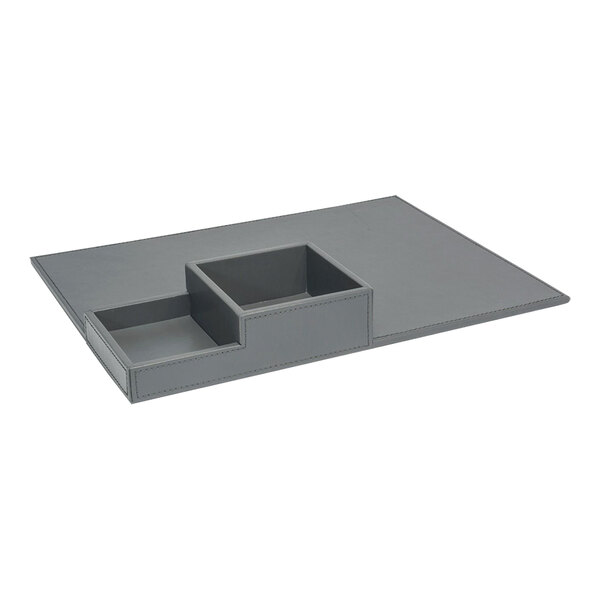 room360 London 15 1/2" x 11 3/4" Smoke Faux Leather Flat Tray ...