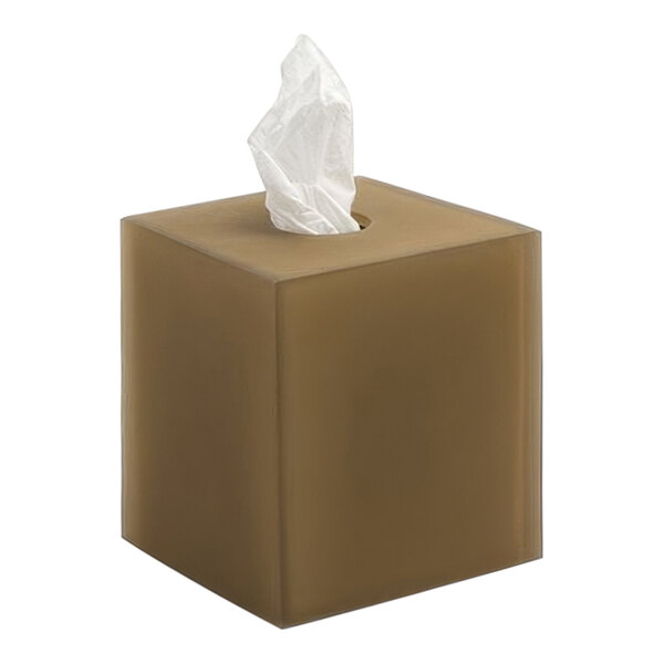 room360 Nassau 5 1/4" x 5 1/4" Nutmeg Resin Square Tissue Box Cover - 4 ...