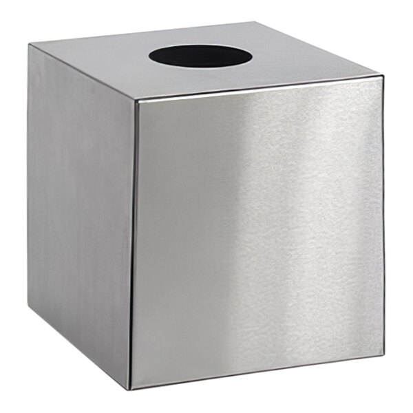 room360 Tokyo 5" x 5" Silver Stainless Steel Square Tissue Box Cover ...