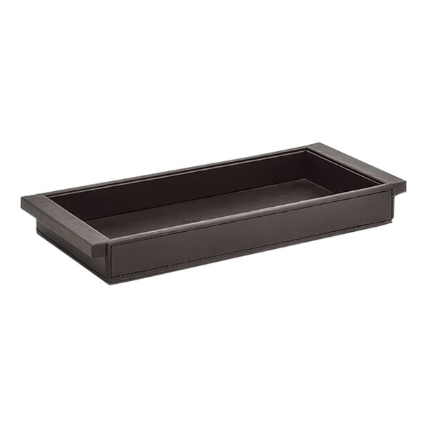 room360 London 11" x 5" Brown Faux Leather Amenity Tray - 6/Case