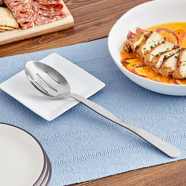 American Metalcraft HM12SL 12" Hammered Stainless Steel Slotted Spoon