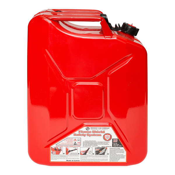 Midwest Can 5 Gallon Red Metal Gas Jerry Safety Can with Quick-Flow ...