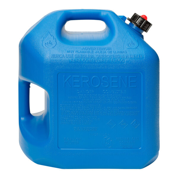 Midwest Can 5 Gallon Blue HDPE Ergonomic Kerosene Safety Can with Quick-Flow Spout 7610