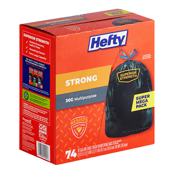 Hefty® Strong PCTE85274 30 Gallon 1.1 Mil 30" x 33" Low Density Medium ...