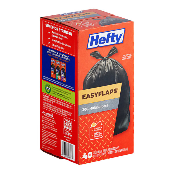Hefty® Easy Flaps RFPE27744 30 Gallon 0.85 Mil 30" x 33" Low Density ...