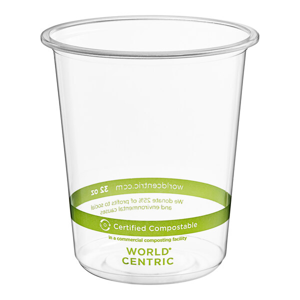 World Centric 32 oz. Compostable Clear PLA Deli Container - 500/Case