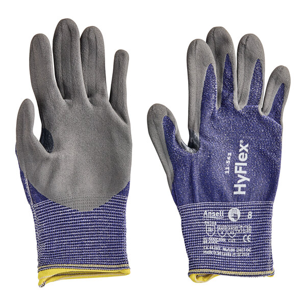 Ansell HyFlex® 11-561 Dark Blue Nylon, HPPE, Basalt, Spandex, and Polyester Knitted Gloves with ...
